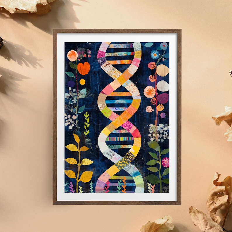 DNA Double Helix by Avery Crane | Colorful Genetics Art Print With ...