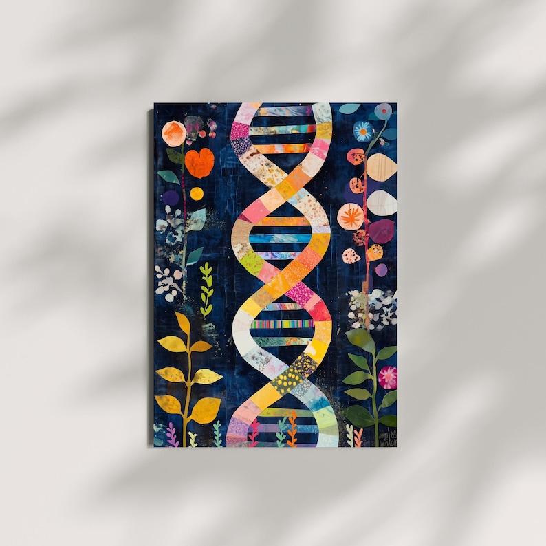 DNA Double Helix by Avery Crane | Colorful Genetics Art Print With ...