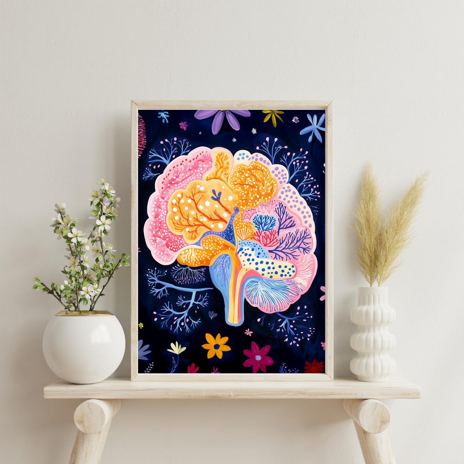 Neuroflora by Avery Crane | Colorful Brain Anatomy Art Print | Abstract ...