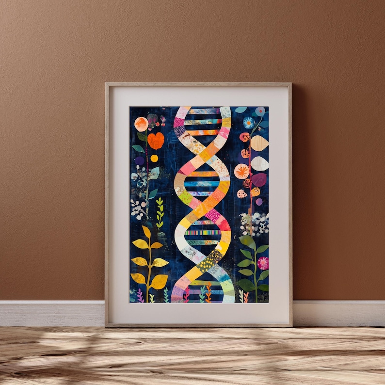 DNA Double Helix by Avery Crane | Colorful Genetics Art Print With ...