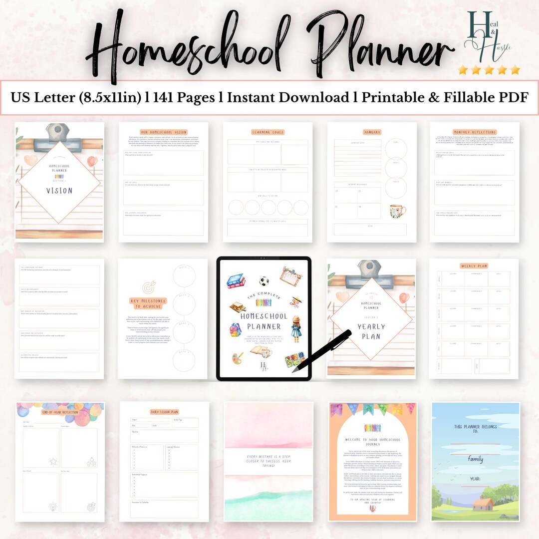 Homeschooling Planner Printable, Undated Homeschool Lesson Academic ...