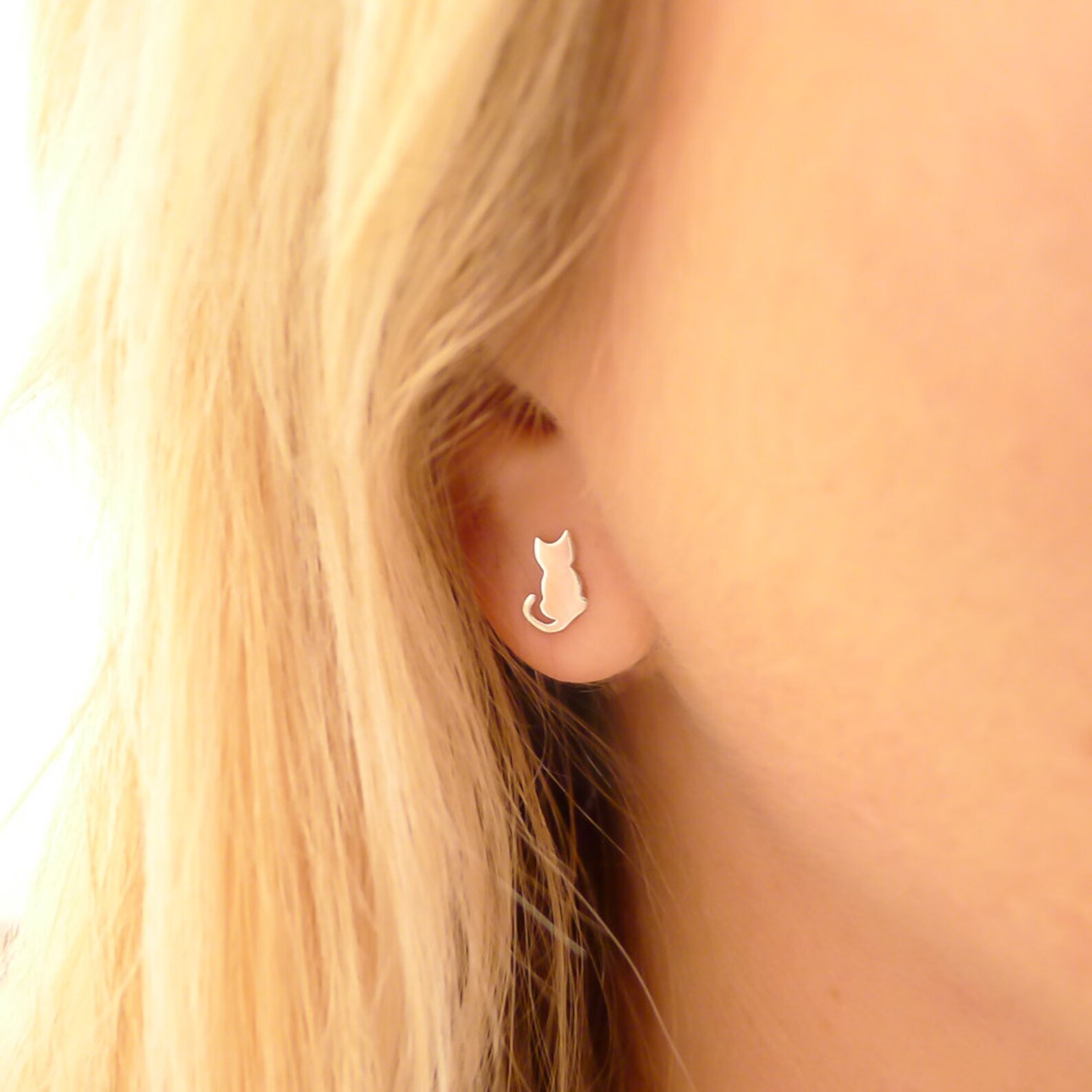 Cat Stud Earrings | Kitty Earring Posts | Kitten Jewelry | Gifts for ...