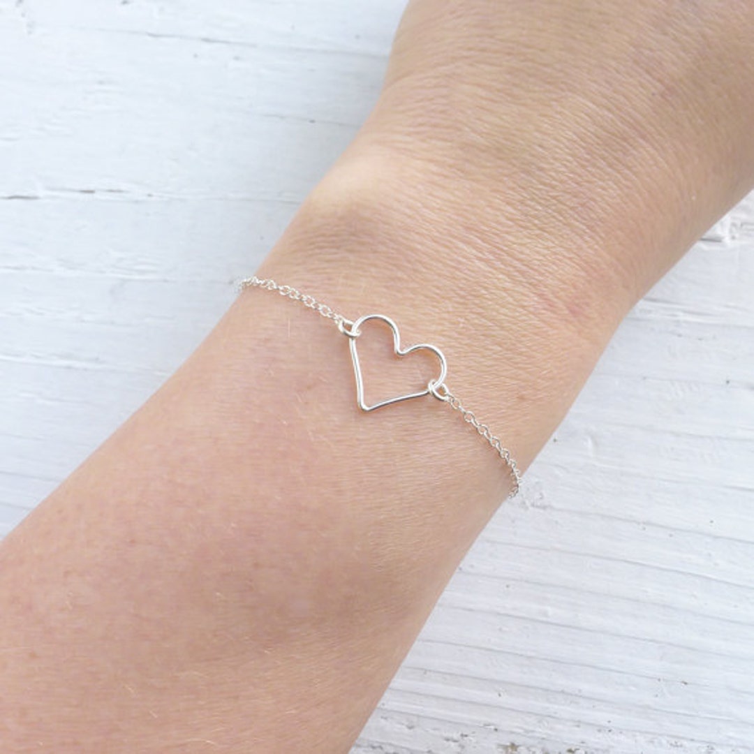 Floating Open Heart Bracelet | Sterling Silver Heart Jewelry | Love ...