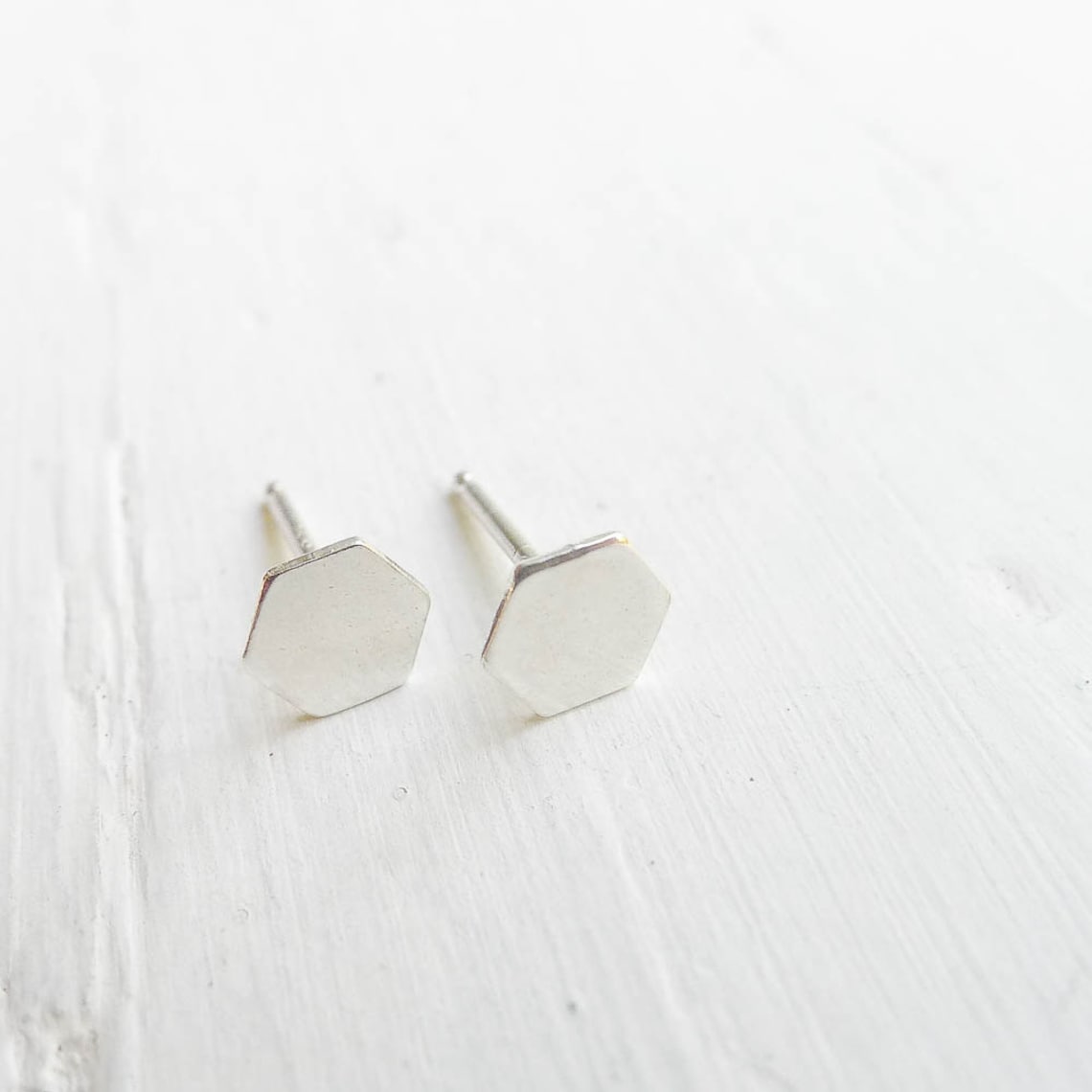 Tiny Hexagon Studs Sterling Silver Honeycomb Earrings Beehive | Etsy