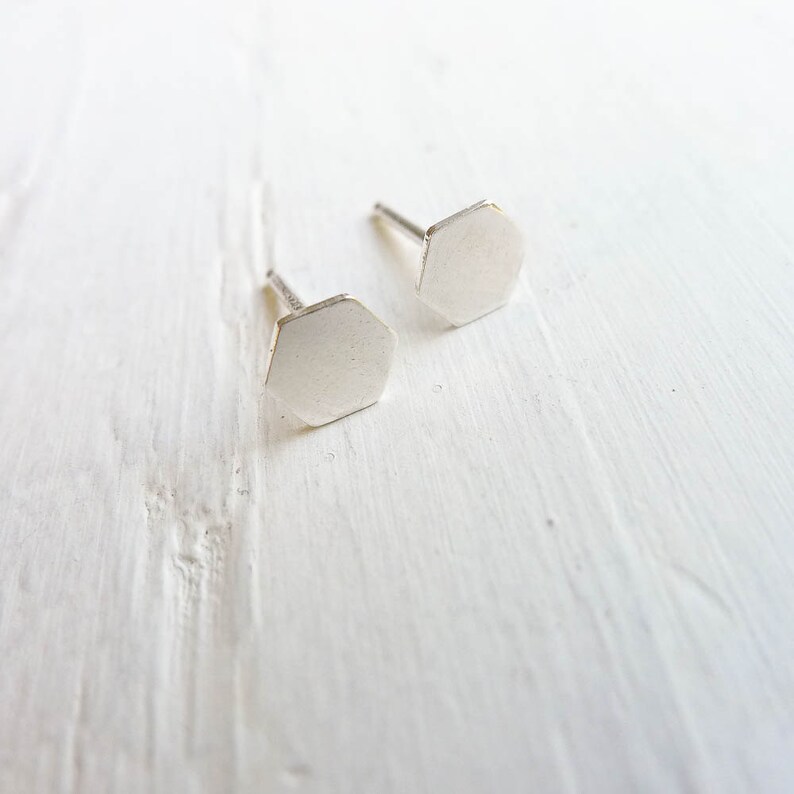 Tiny Hexagon Studs Sterling Silver Honeycomb Earrings Beehive | Etsy