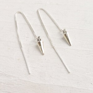 Silver Threader Earring Ear Threaders Thread Earrings in Sterling Long ...