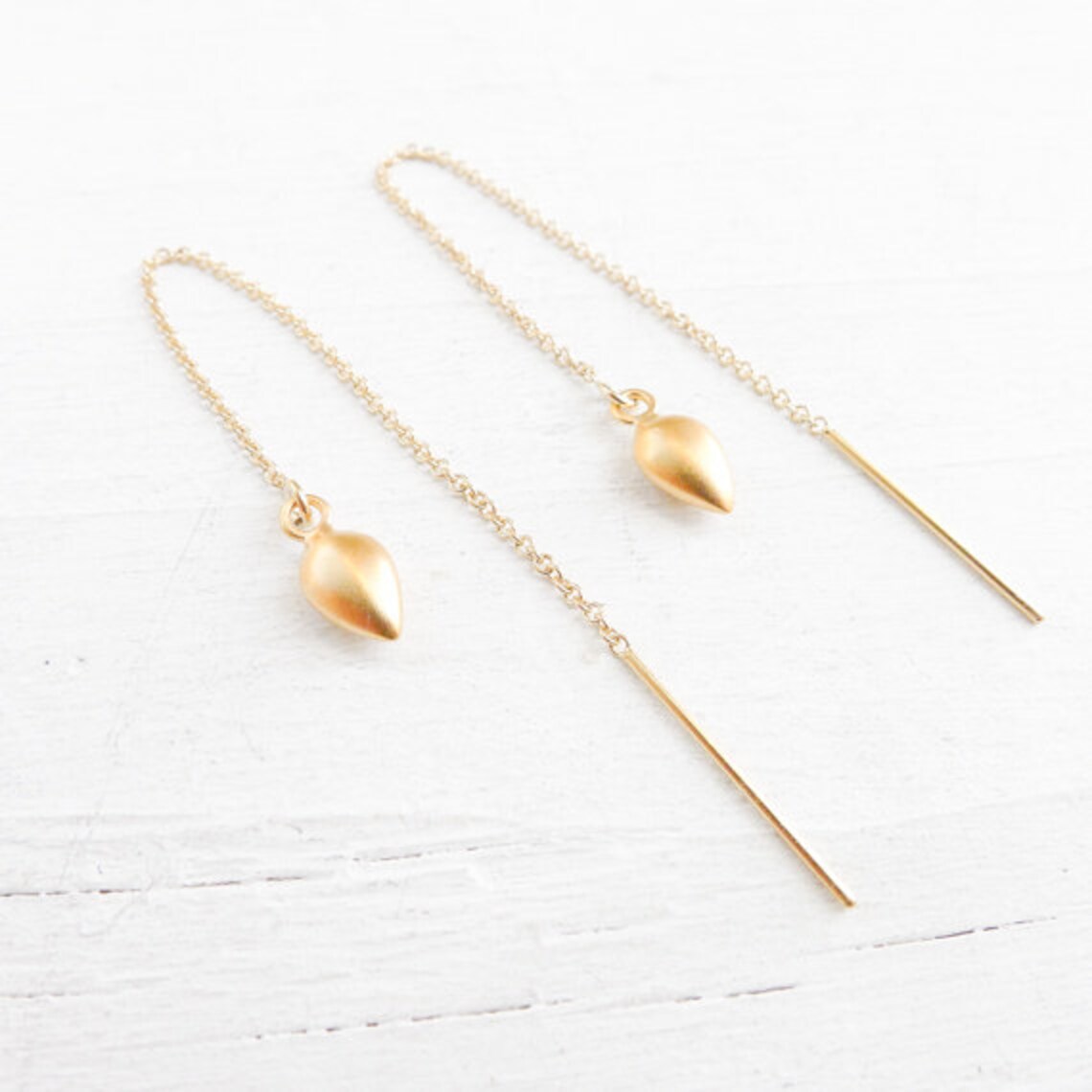 Gold Threader Earrings Goldfilled Ear Threads Spike - Etsy
