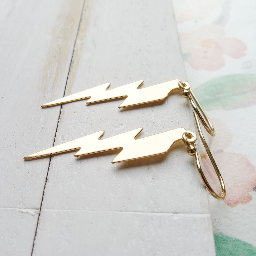 Lightning Dangle Earrings Lightweight Sterling Silver or Gold Filled ...