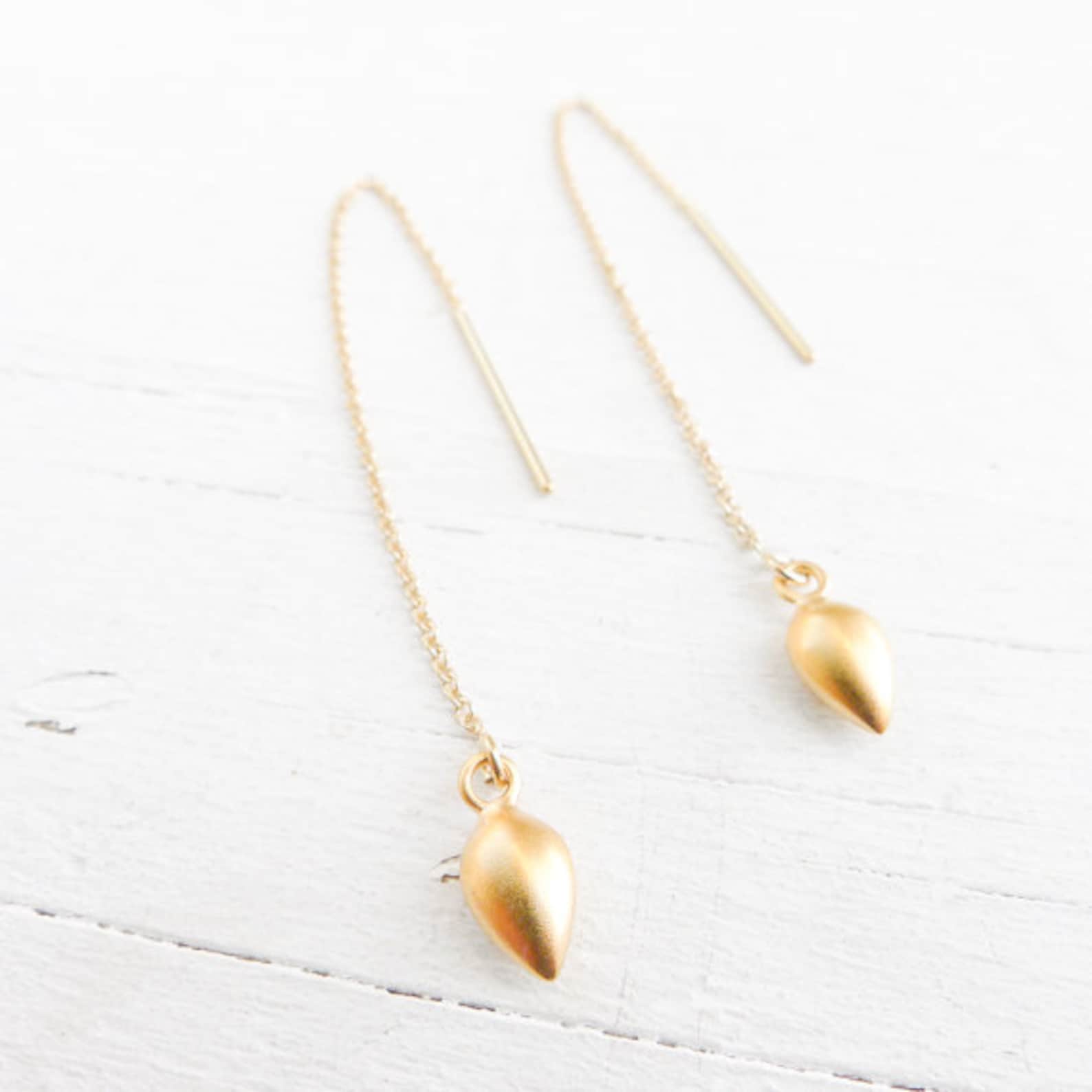 Gold Threader Earrings Goldfilled Ear Threads Spike - Etsy
