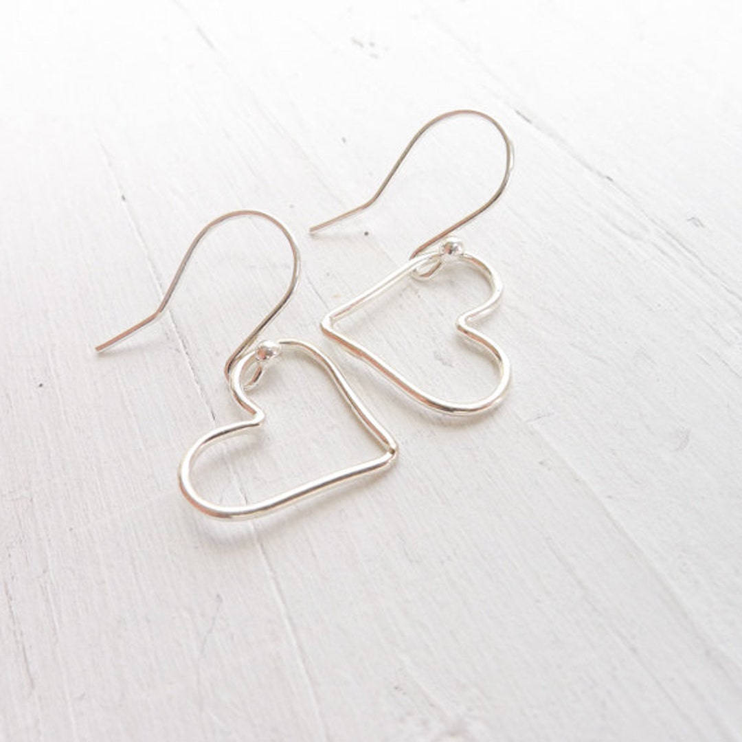 Wire Heart Earrings Sterling Silver Dangle Floating Hearts Earring ...