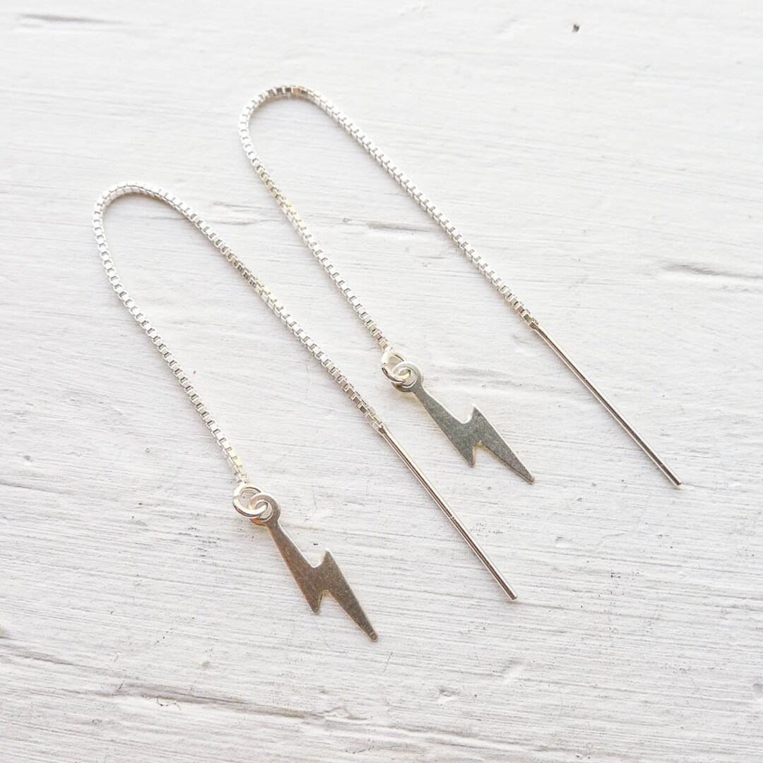 Threader Earring Lightning Ear Threaders Thread Earrings in - Etsy