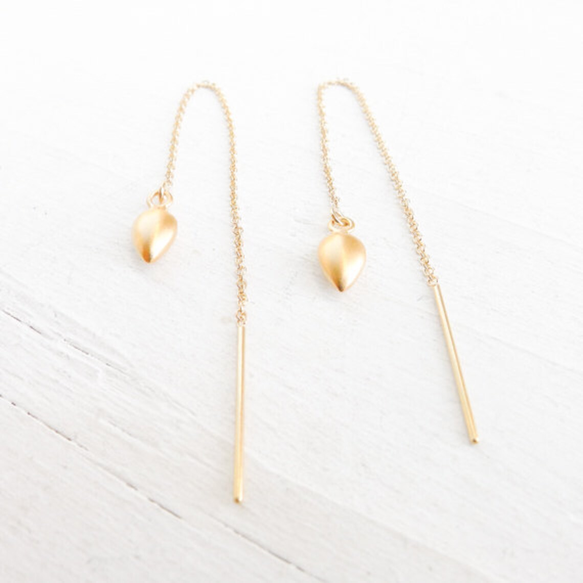 Gold Threader Earrings Goldfilled Ear Threads Spike - Etsy