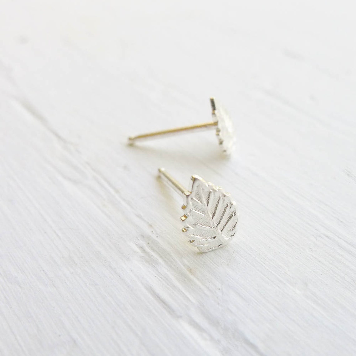 Leaf Studs Sterling Silver Leaves Nature Earrings Posts - Etsy