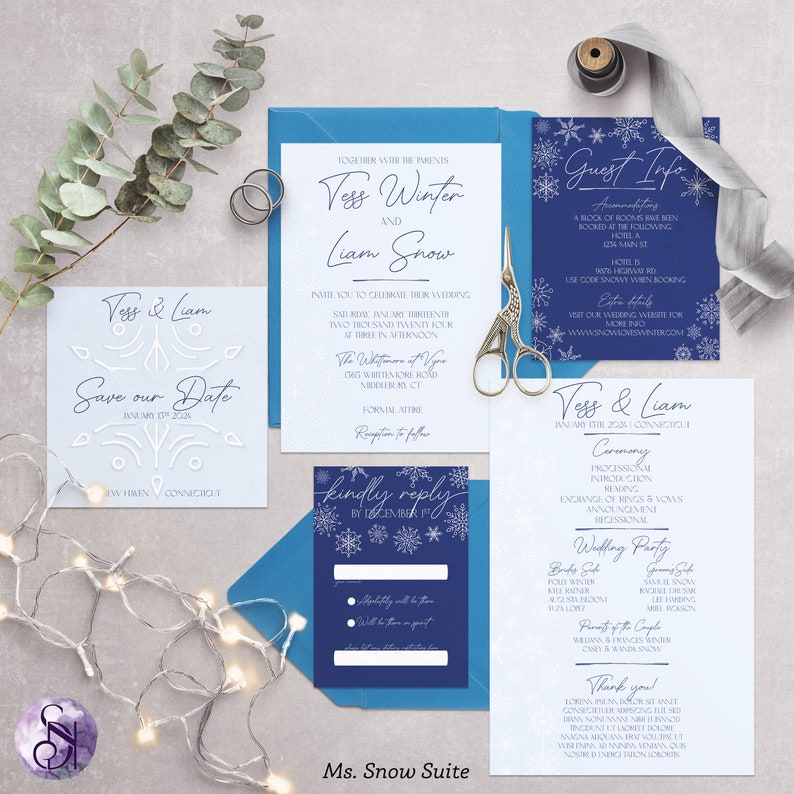 Ms. Snow | Snowy Winter Wedding Invitation Suite | Personalized ...