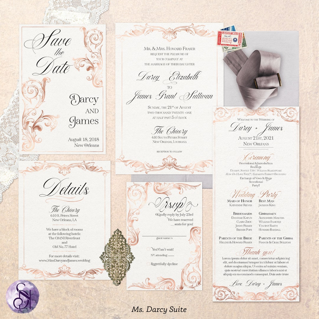 Ms. Darcy | Regency-style Wedding Invitation Suite | Personalized ...