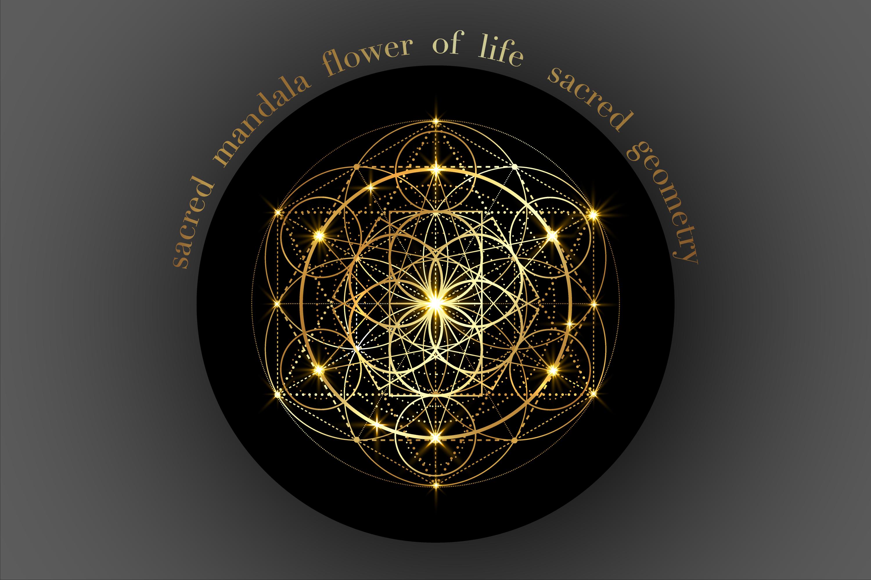 Sacred Geometry, Gold Luxury Mandala, Flower of Life, Vector Logo ...