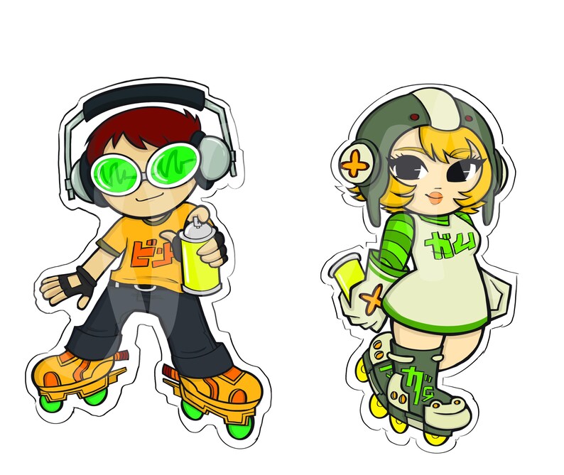 Jet Set Radio Chibi Stickers Beat and Gum - Etsy