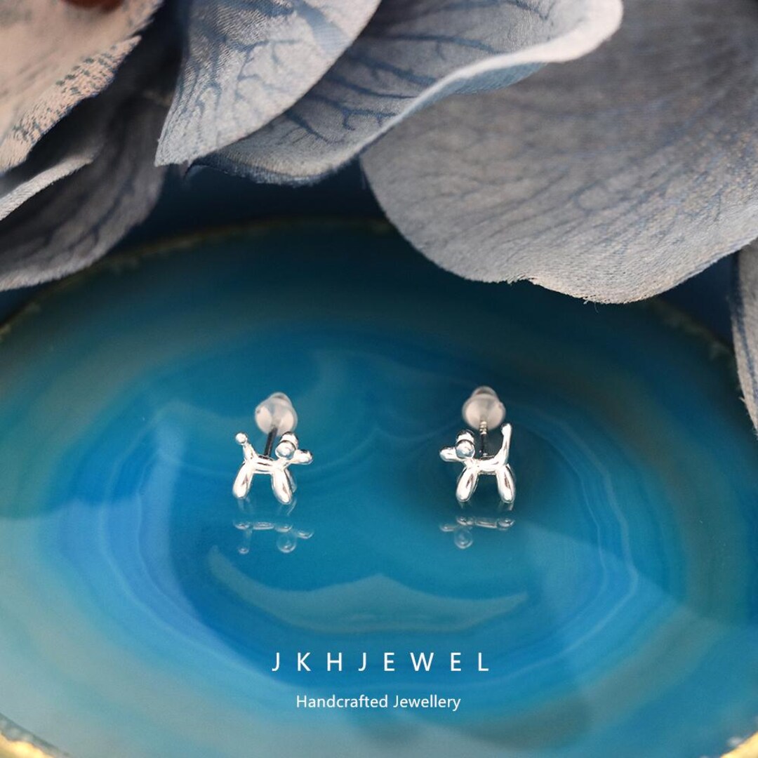 S925 Sterling Silver Balloon Dog-shaped Stud Earrings for Women - Etsy