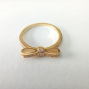 Pandora Gold Delicate Bow Ring With CZ Size 50-58 - Etsy