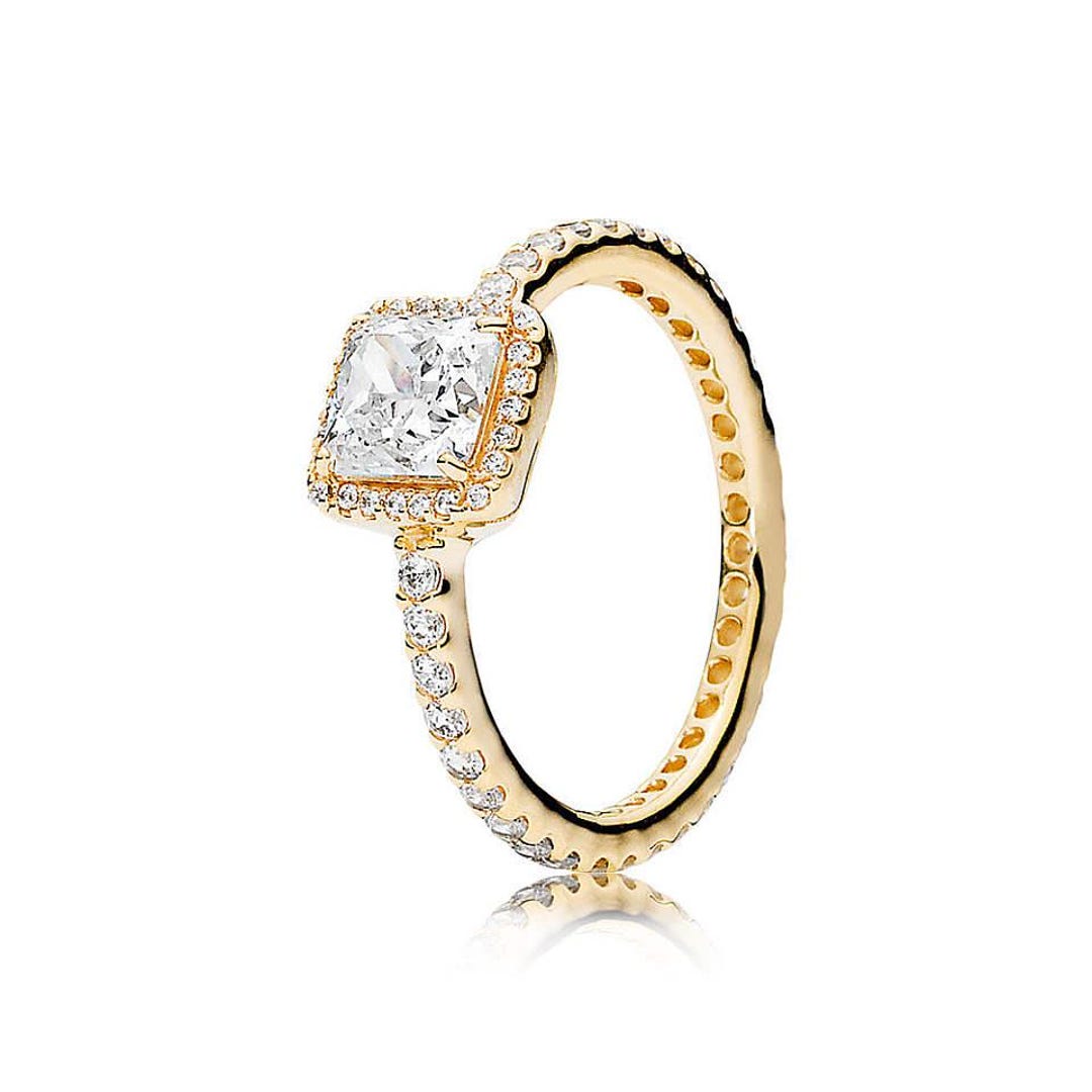 New PANDORA Gold TIMELESS ELEGANCE Ring Cz *choose Size 50-58 + Pouch ...