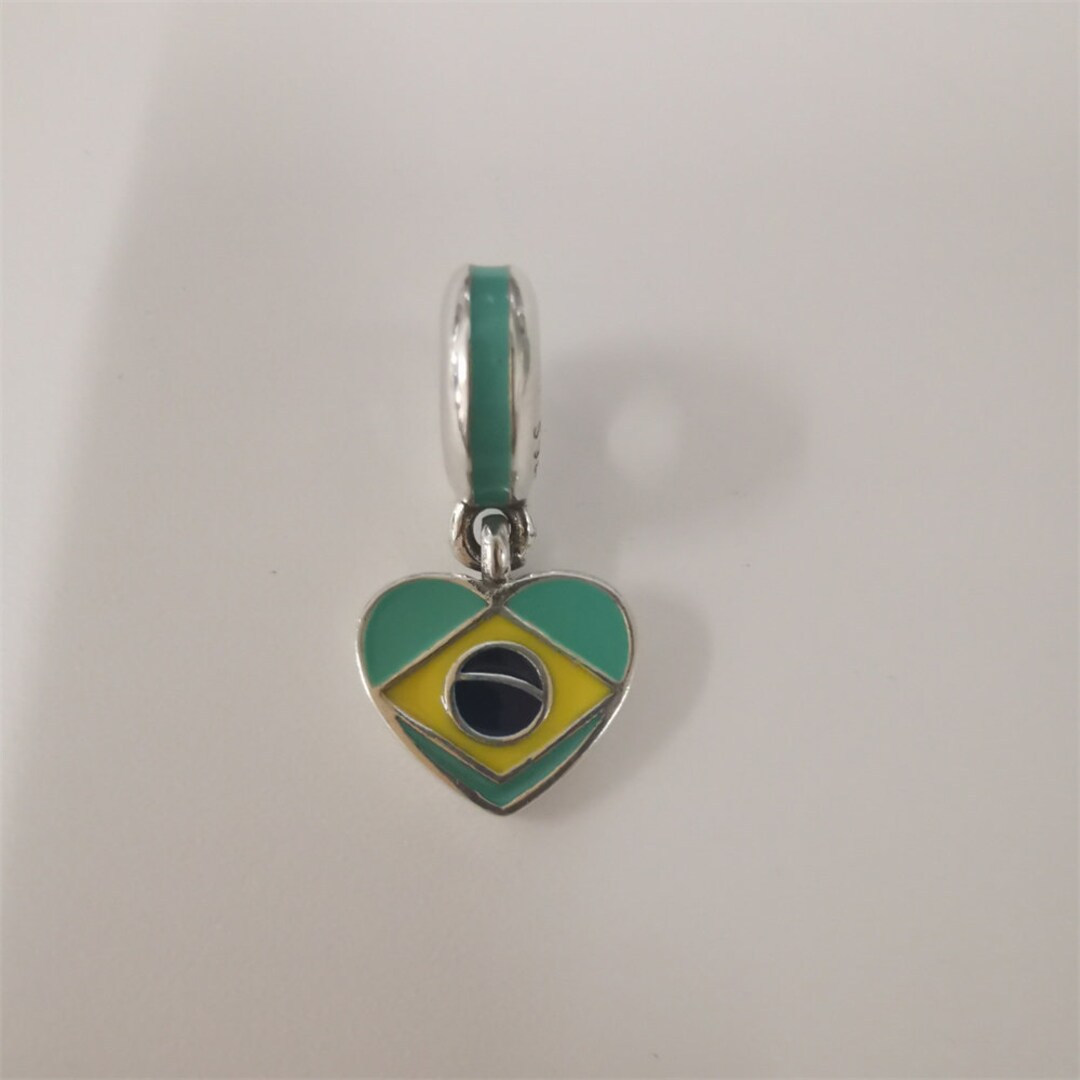 Pandora S925 Brazil Heart Flag Charm - Etsy