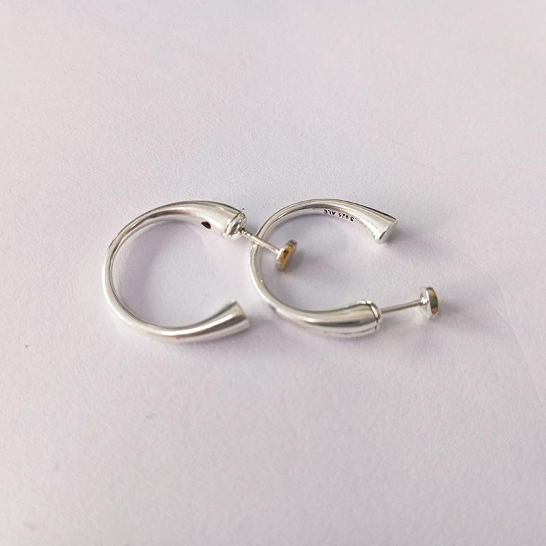 New Pandora 14K Gold & Sterling Silver Two Hearts Hoops Earrings - Etsy