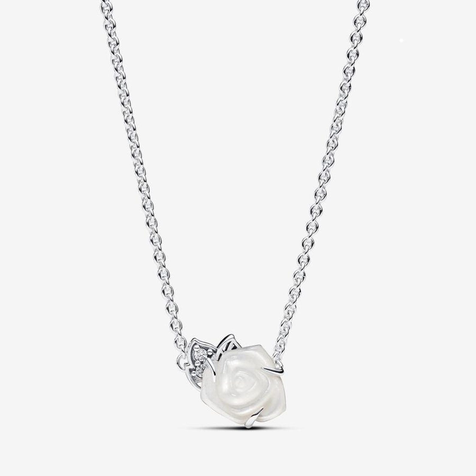 Pandora White Rose in Bloom Collier Necklace 45m - Etsy