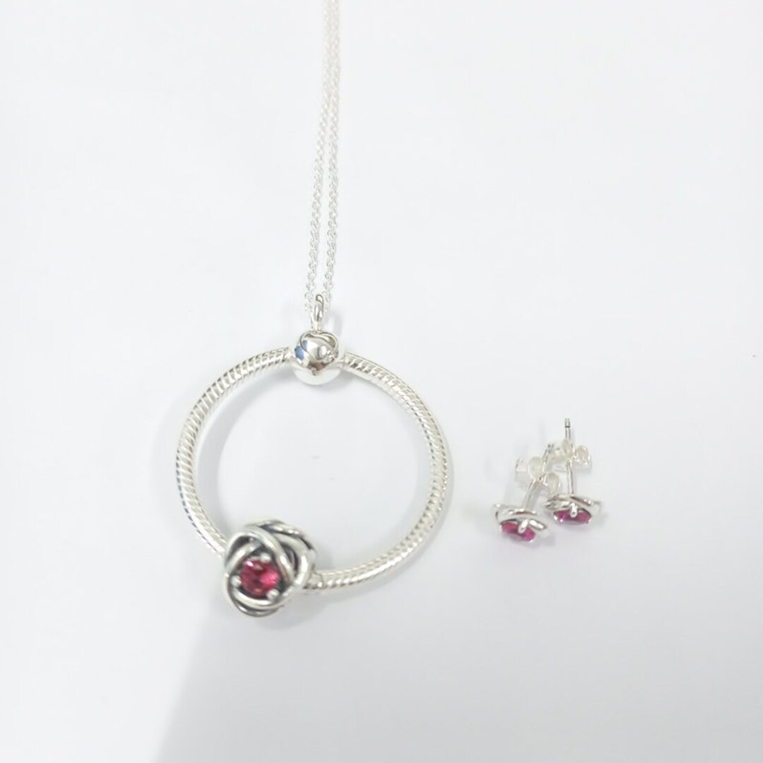 Pandora October Birthstone Eternity Circle O Pendant Earrings Set - Etsy
