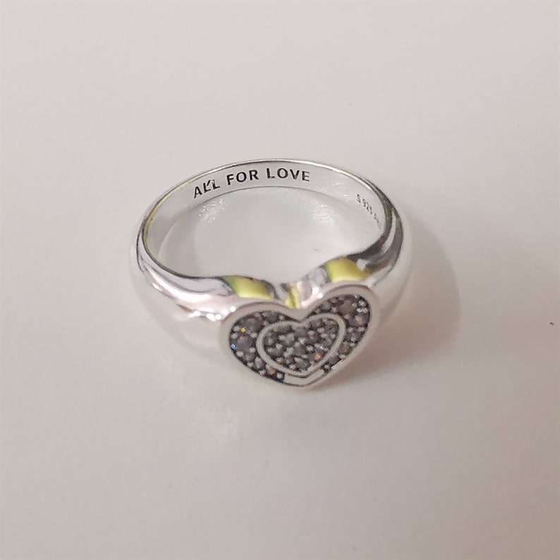 Pandora Radiant Heart Pavé Signet Ring - Etsy