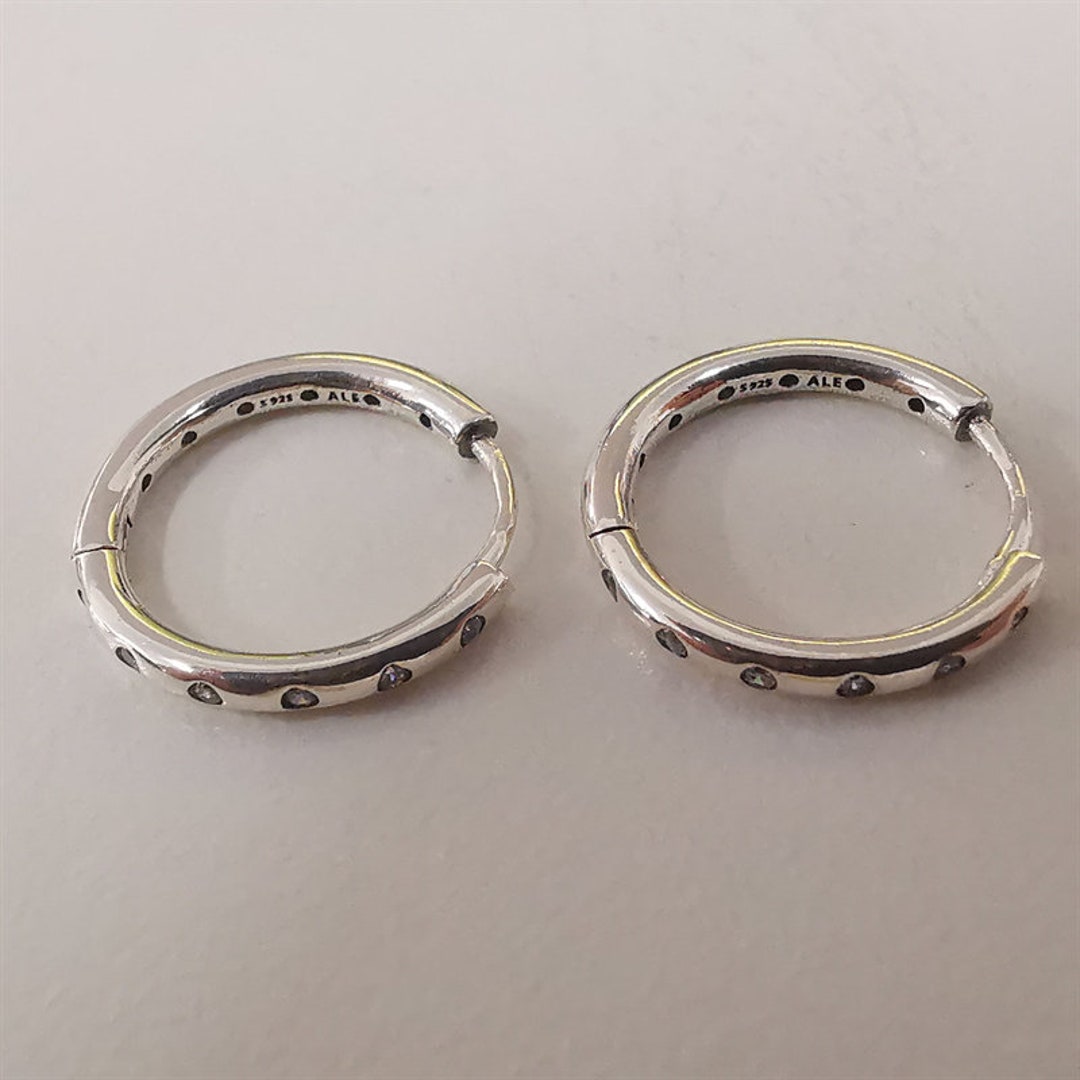 Pandora Silver Droplets Hoop Earrings - Etsy