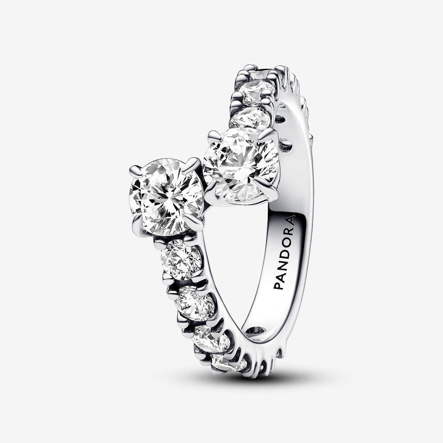 Pandora Sparkling Overlapping Band Ring Size 50-58 - Etsy