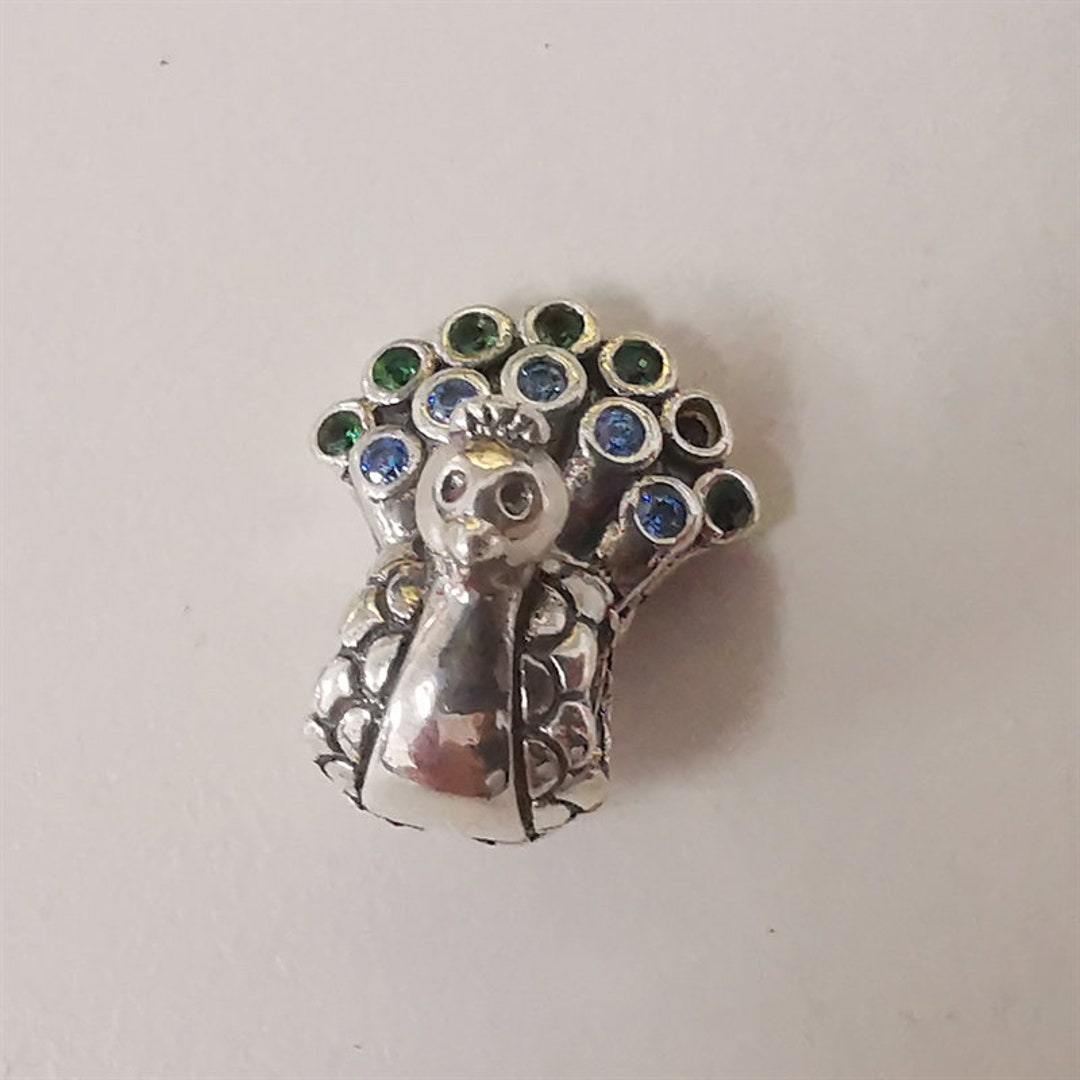 Pandora Charm Peacock Teal & Green Cz Sterling Silver - Etsy