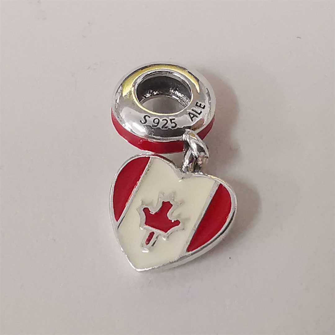 Pandora Pandora Canada Flag Heart Silver Charm - Etsy