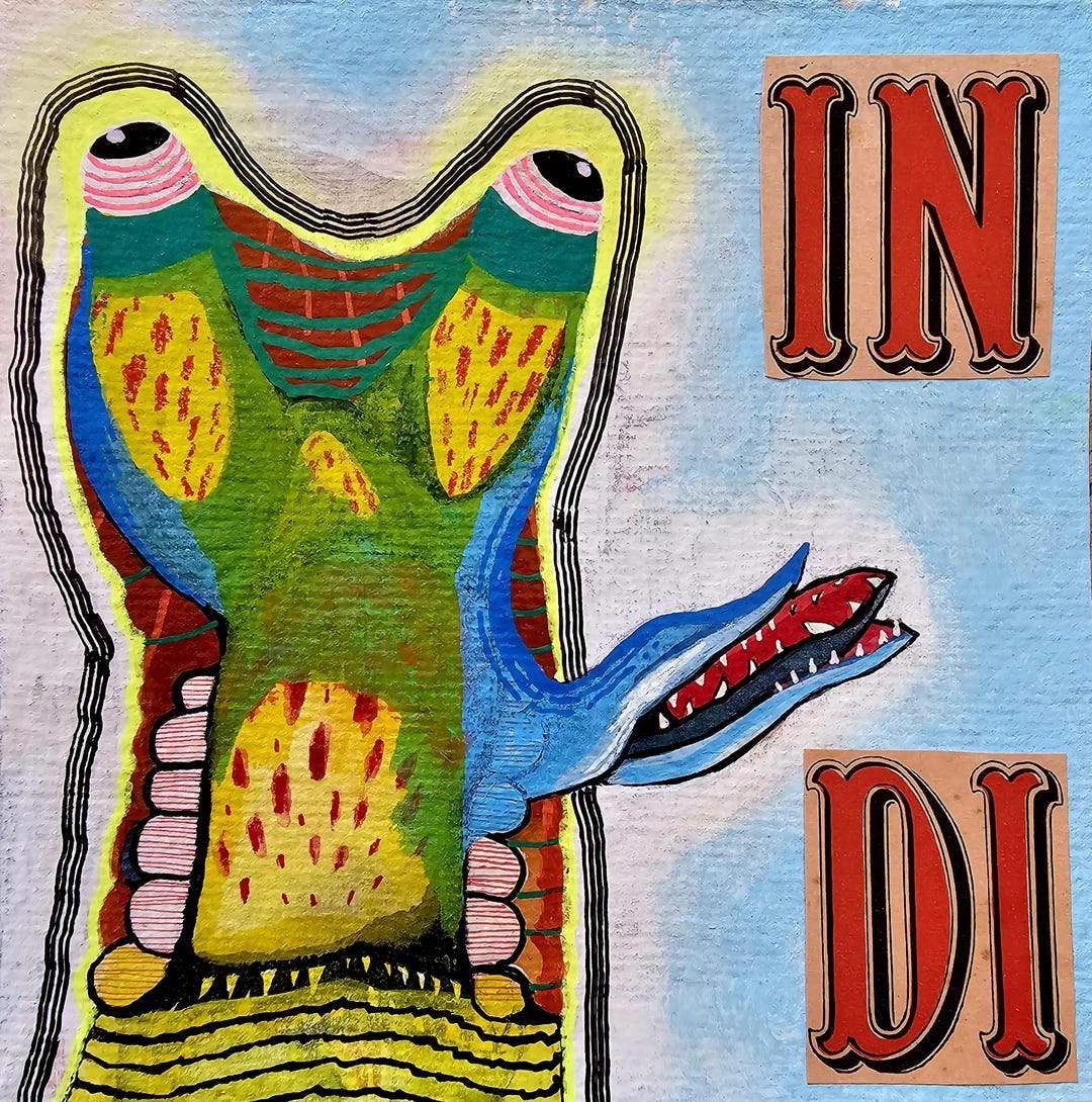 Outsider-art Painting: Indie Animal - Etsy