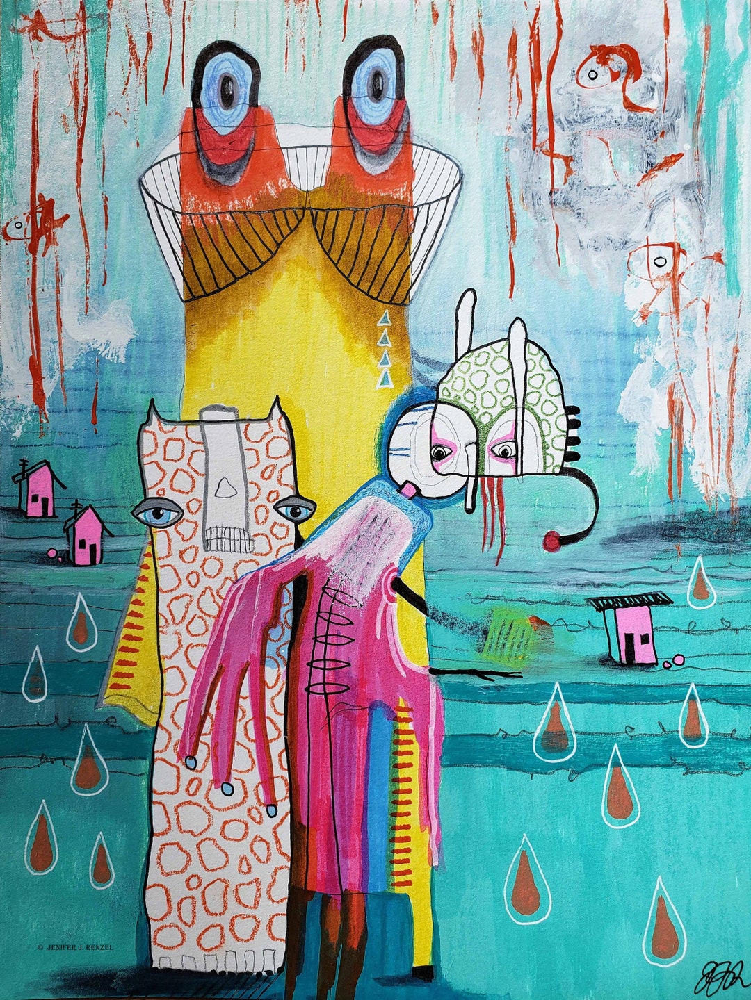 Outsider-art Painting: Pattern People - Etsy