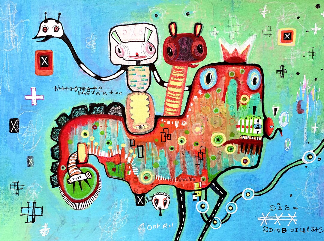 Mixed-media Outsider Art Painting: Discombobulator - Etsy