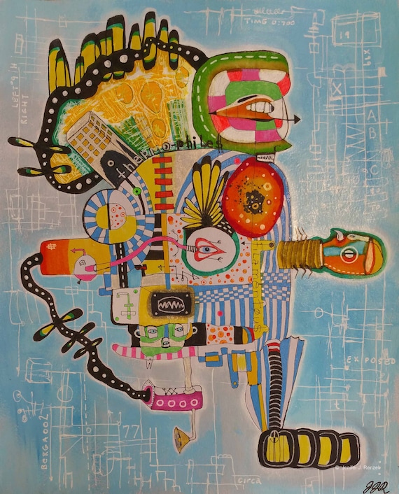 Mixed-Media Outsider Art Painting: Calculus | Etsy