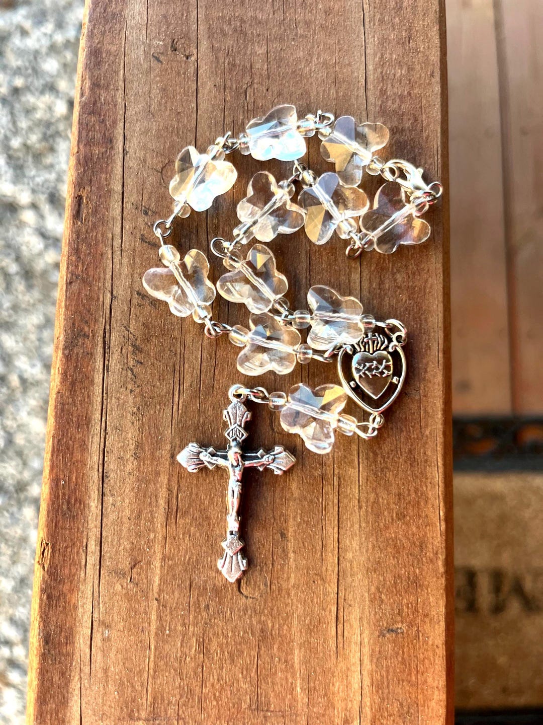 Crystal Butterfly Auto Rosary 9 Inch With Clasp - Etsy