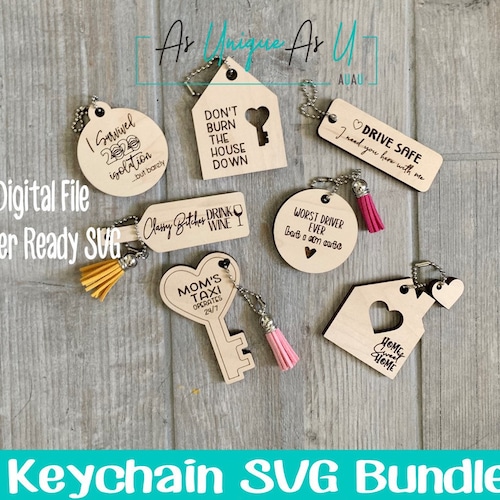 Laser SVG Cut File Keychain SVG Bundle Keychain Blanks - Etsy