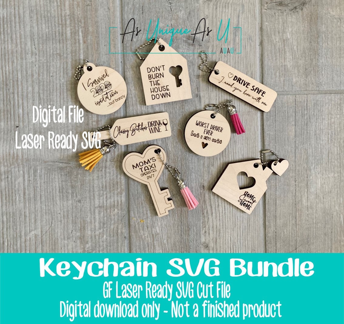Laser SVG Cut File Keychain SVG Bundle Keychain Blanks - Etsy Australia