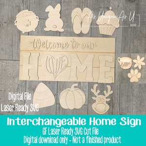 Laser SVG Cut File, Interchangeable Home Sign, DIY Paint Party File ...