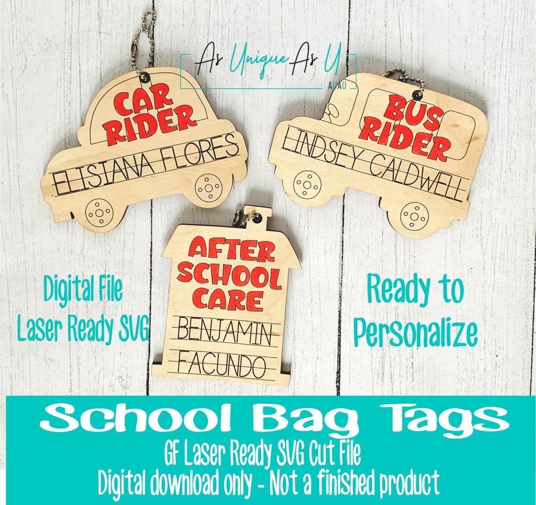 Laser SVG Cut File, School Bag Tags, Backpack Tags SVG, Back to School ...