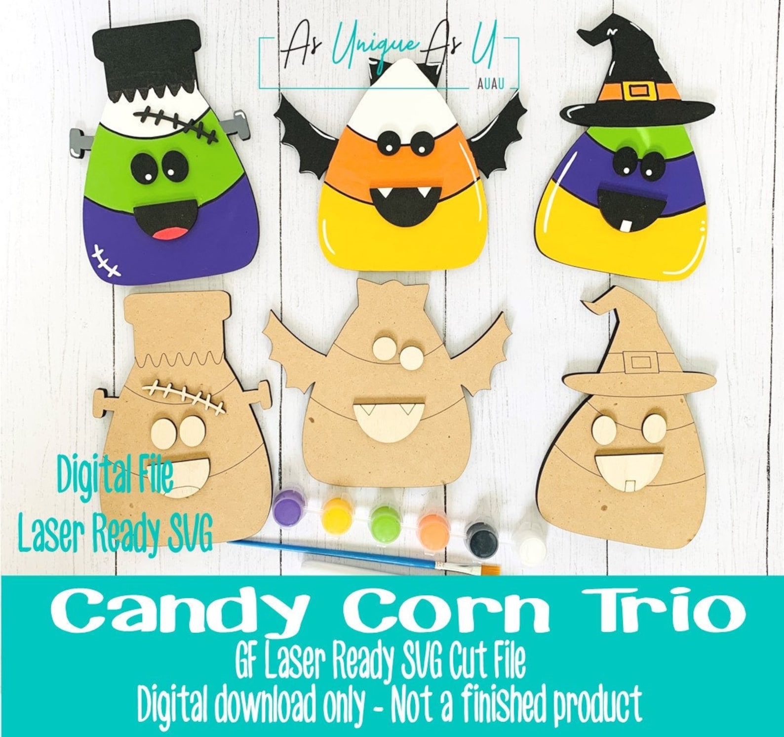 Laser SVG Cut File, Candy Corn Bat, Candy Corn Witch, Candy Corn ...
