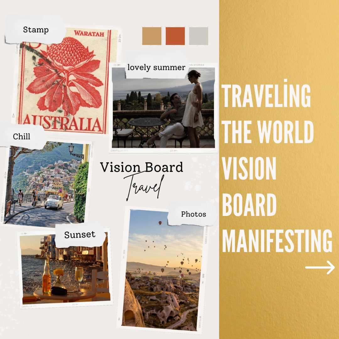 Vision Board : Vision Board & Journal for Traveling the World Make Best ...