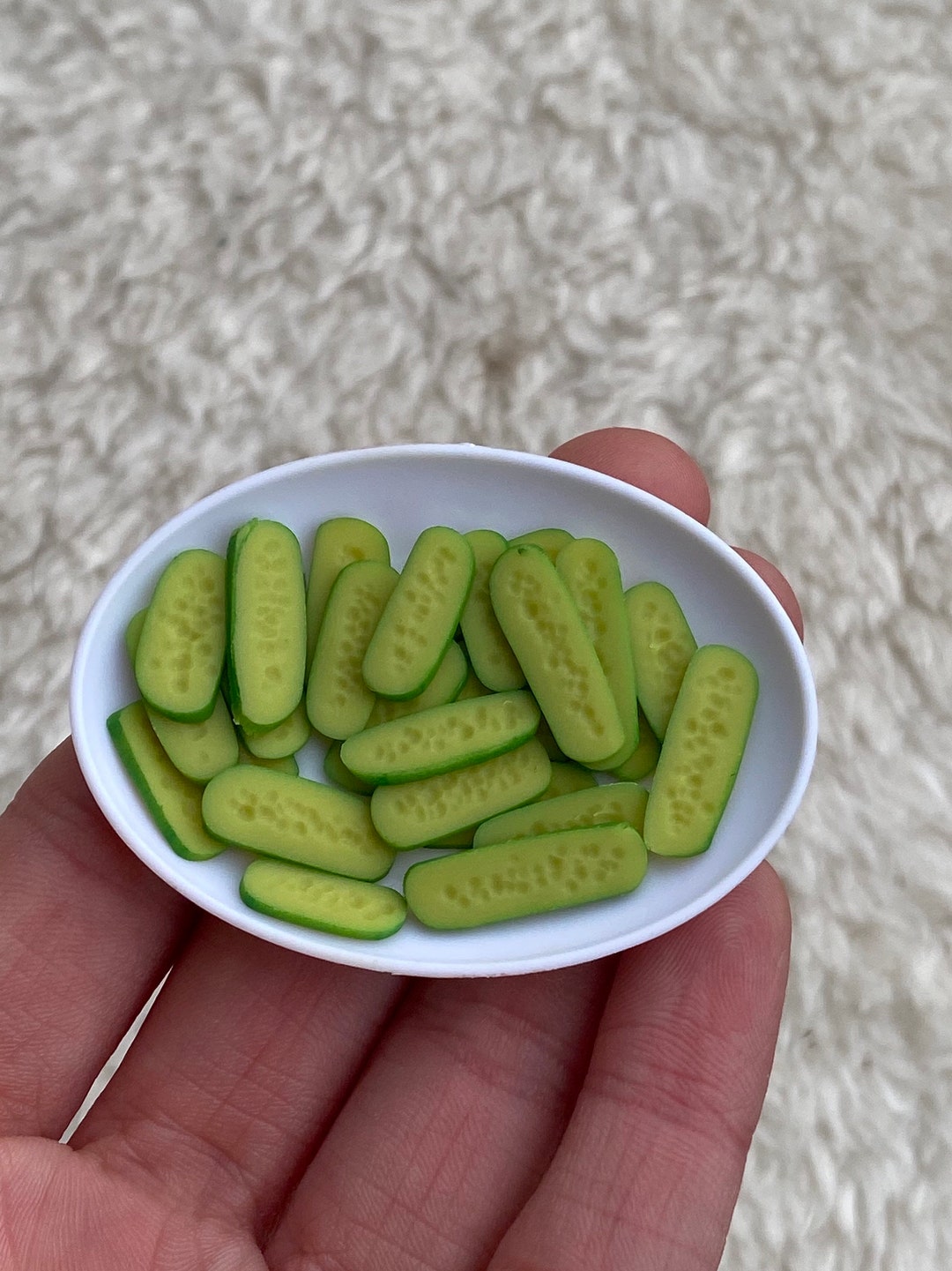 Miniature Polymer Clay Pickle Slices - Dollhouse Miniature Cucumber ...