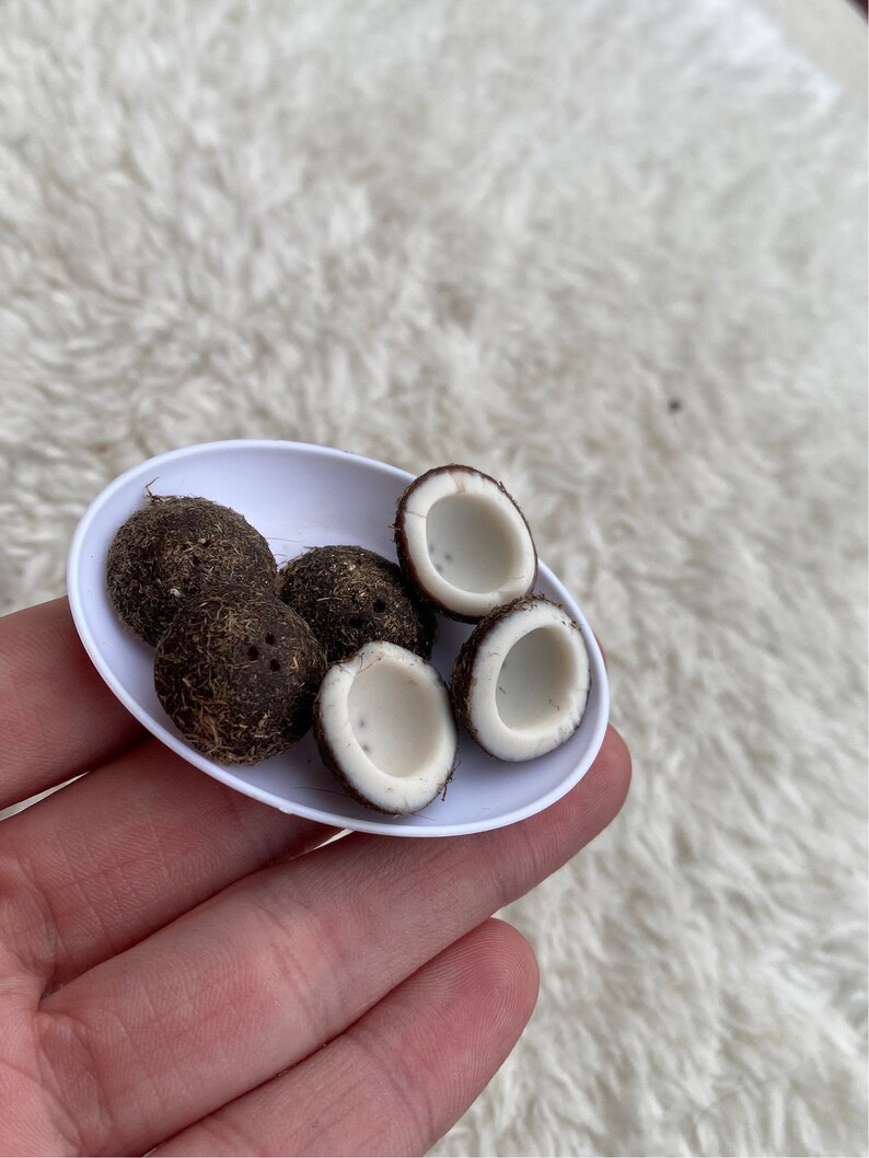 Miniature Polymer Clay Coconuts - Dollhouse Miniature Coconut Halves - Etsy