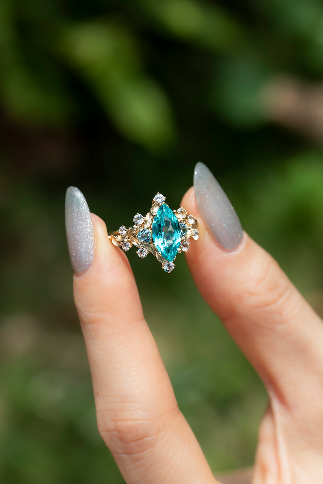 14k Solid Gold Ring, Yttrium Aluminium Garnet Ring With Moissanite ...