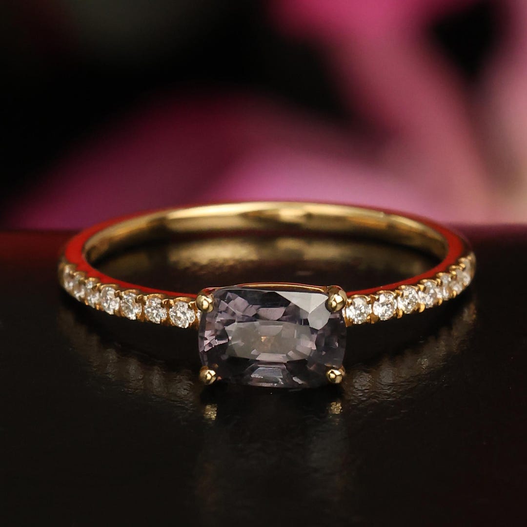 Simple Spinel Ring ,spinel Engagement Ring With Diamond,18k Solid Gold ...