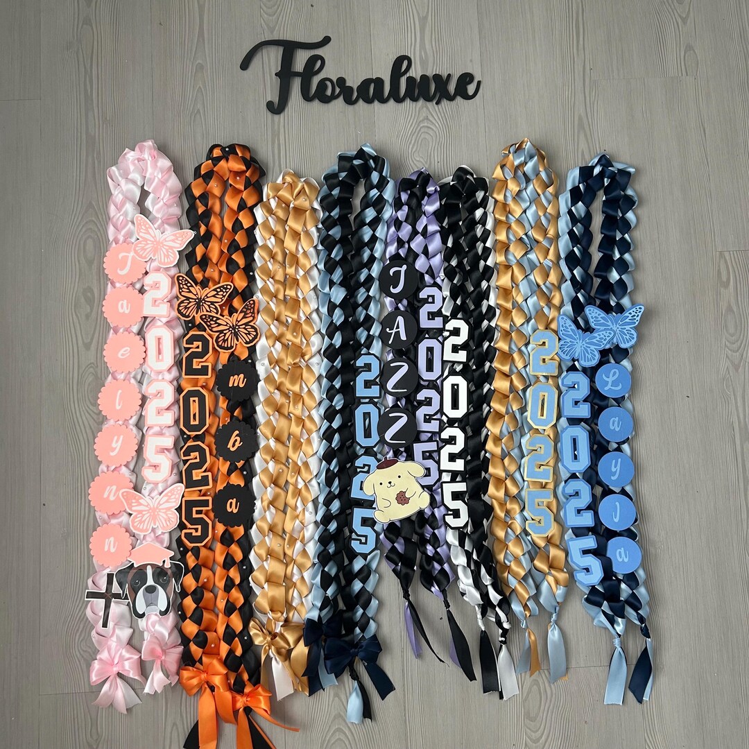 Graduation Lei Lei TOPPER Senior Night Gift Lei Braided Ribbon Lei ...