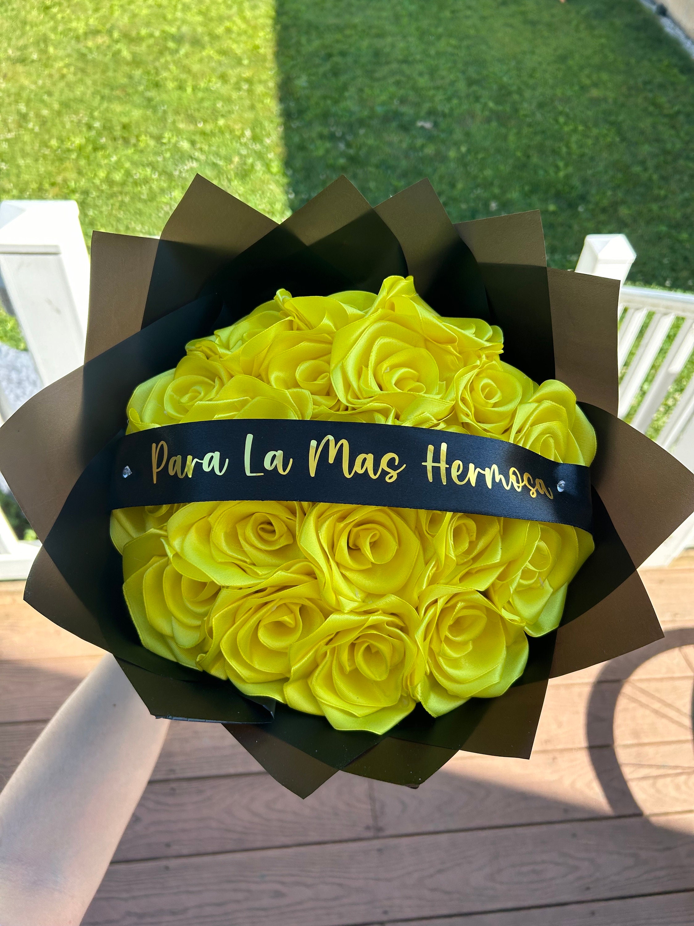 Ribbon Eternal Bouquet, Personalized Bouquet, Personalized Eternal Roses , Graduation Bouquet ...